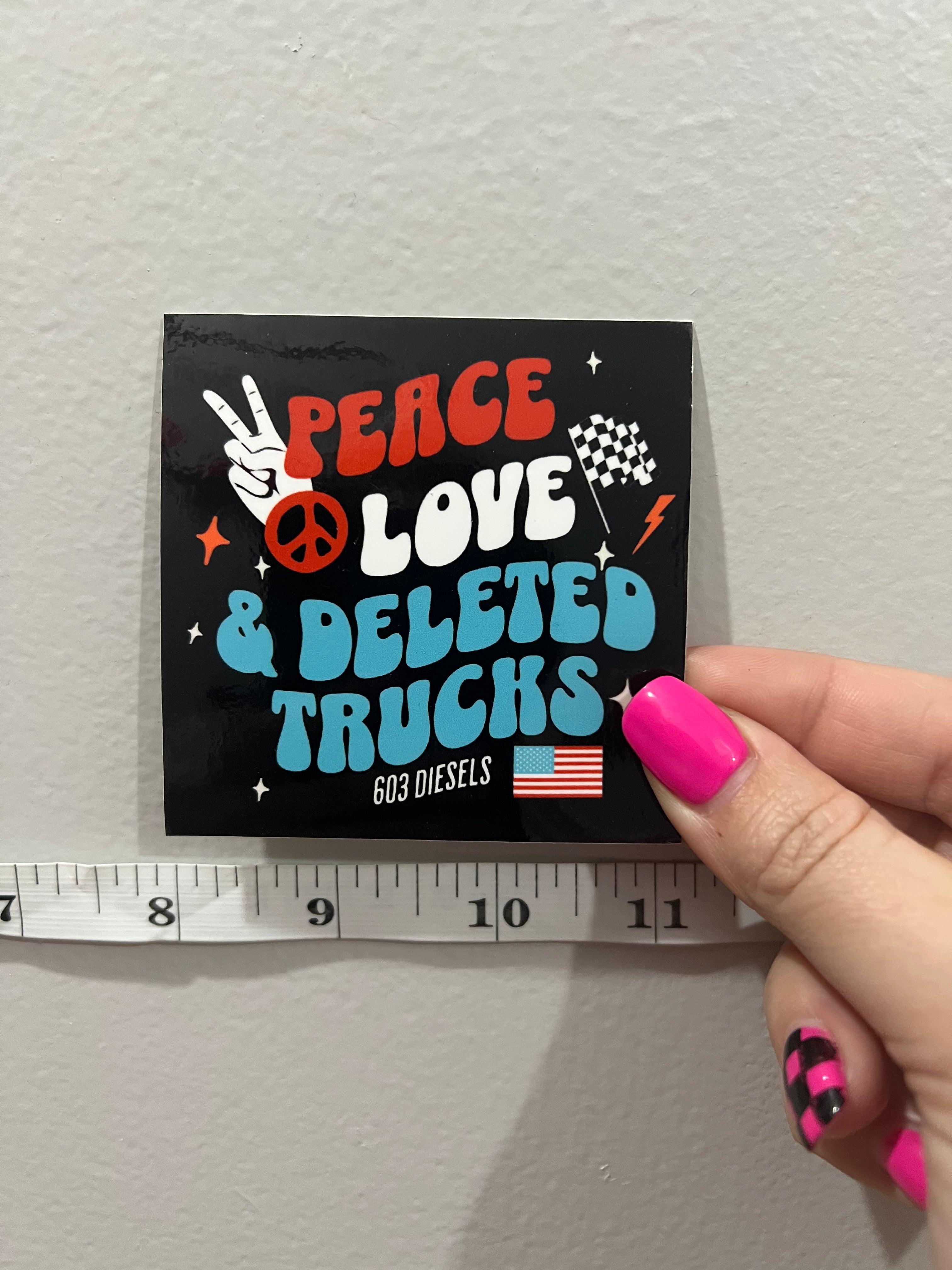 Peace, Love & Trucks Sticker – 603 DIESELS